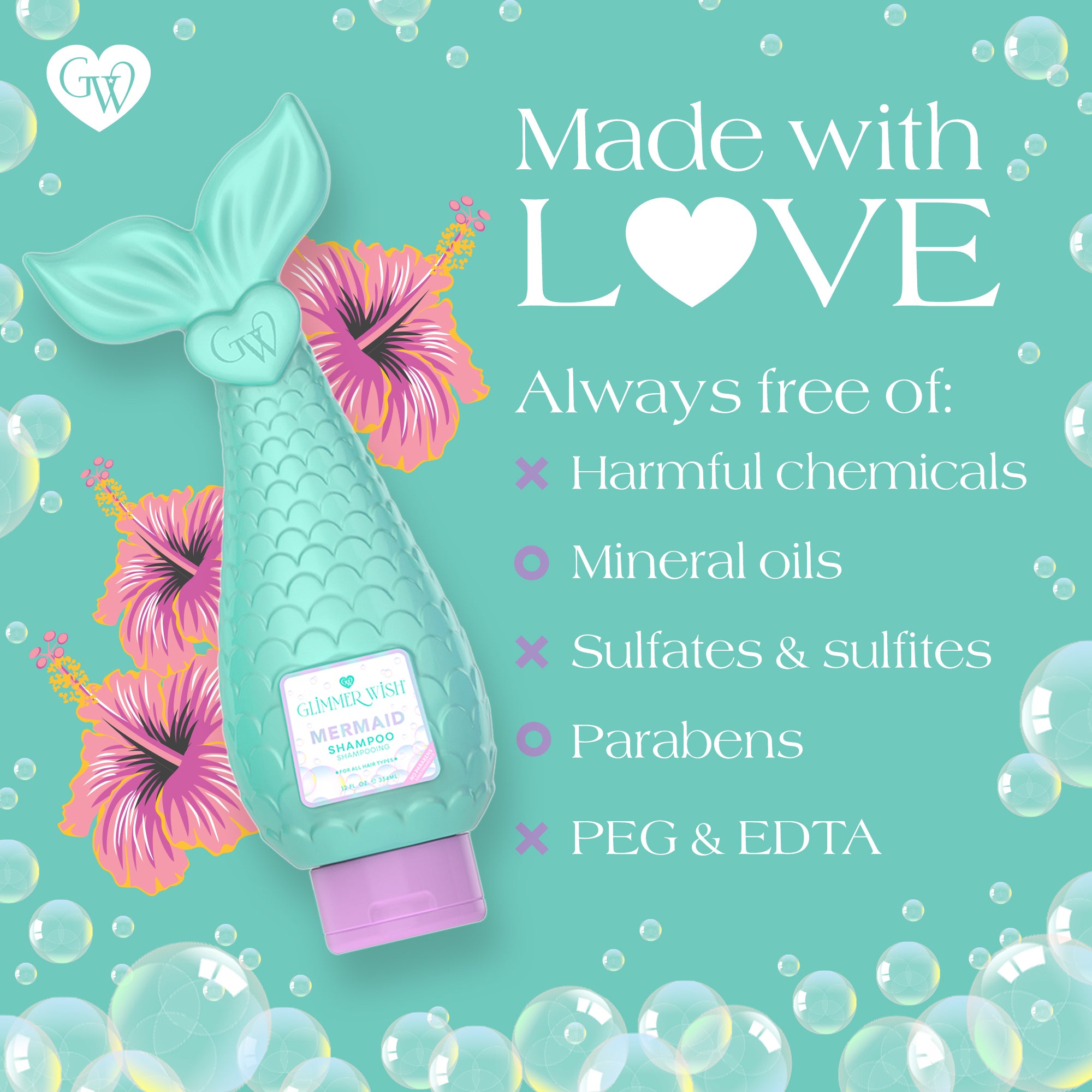 Mermaid Shampoo 12oz Paraben Free Glimmer Wish
