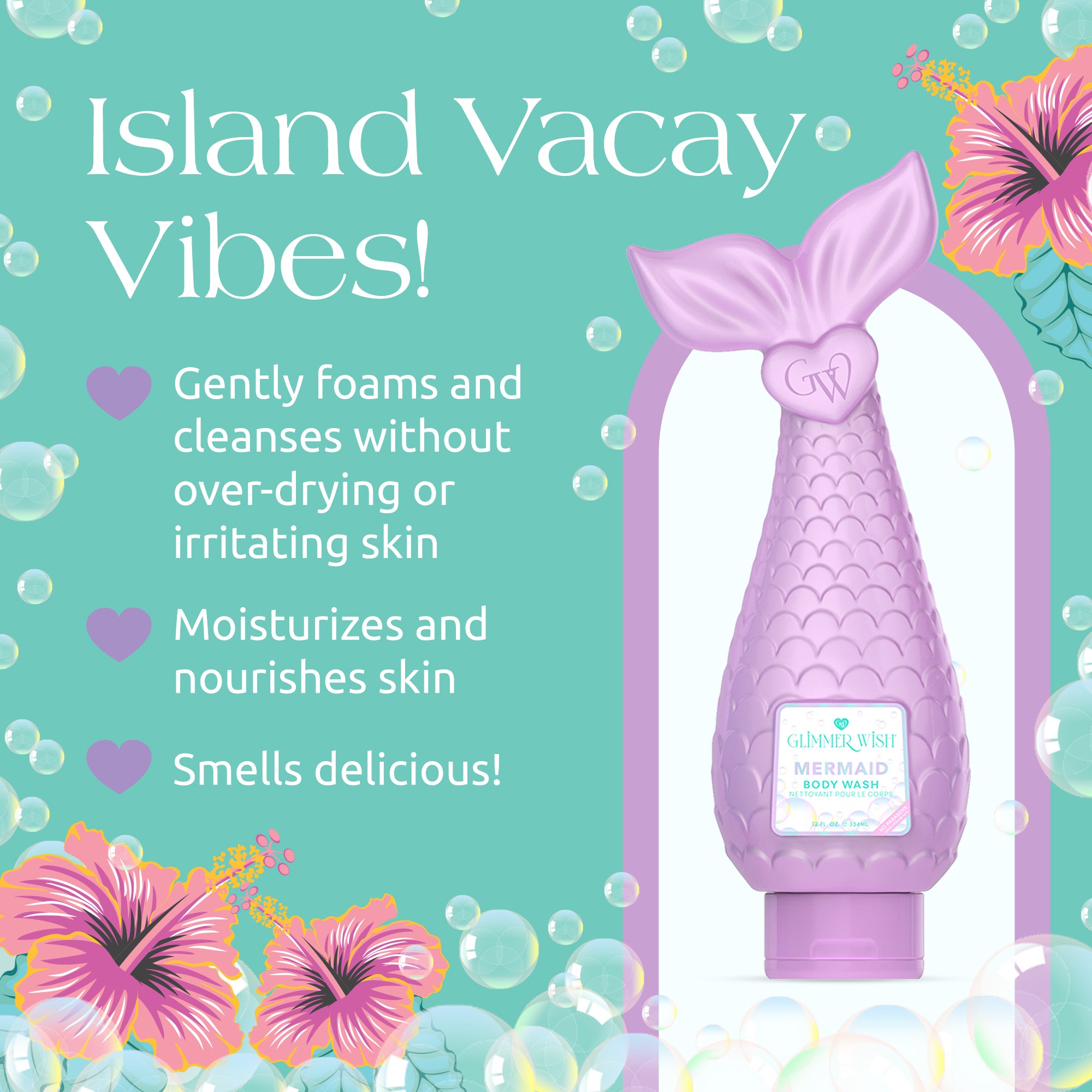 Mermaid Body Wash 12oz Paraben Free Glimmer Wish