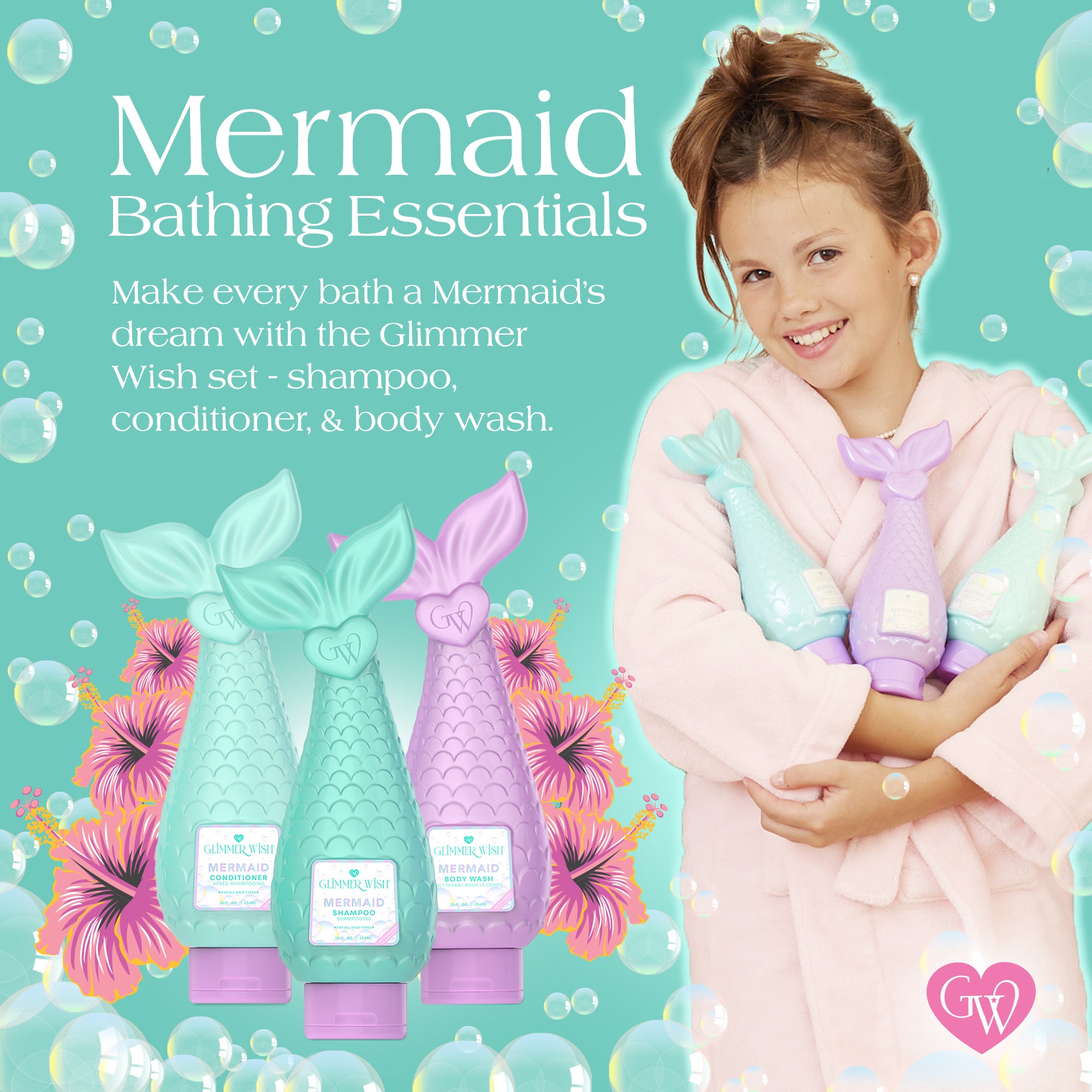 Mermaid Shampoo, Conditioner, and Body Wash 12oz Paraben Free Essential ...