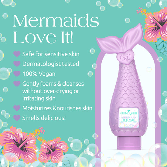 Mermaid Shampoo, Conditioner, and Body Wash 12oz Paraben Free Essential ...