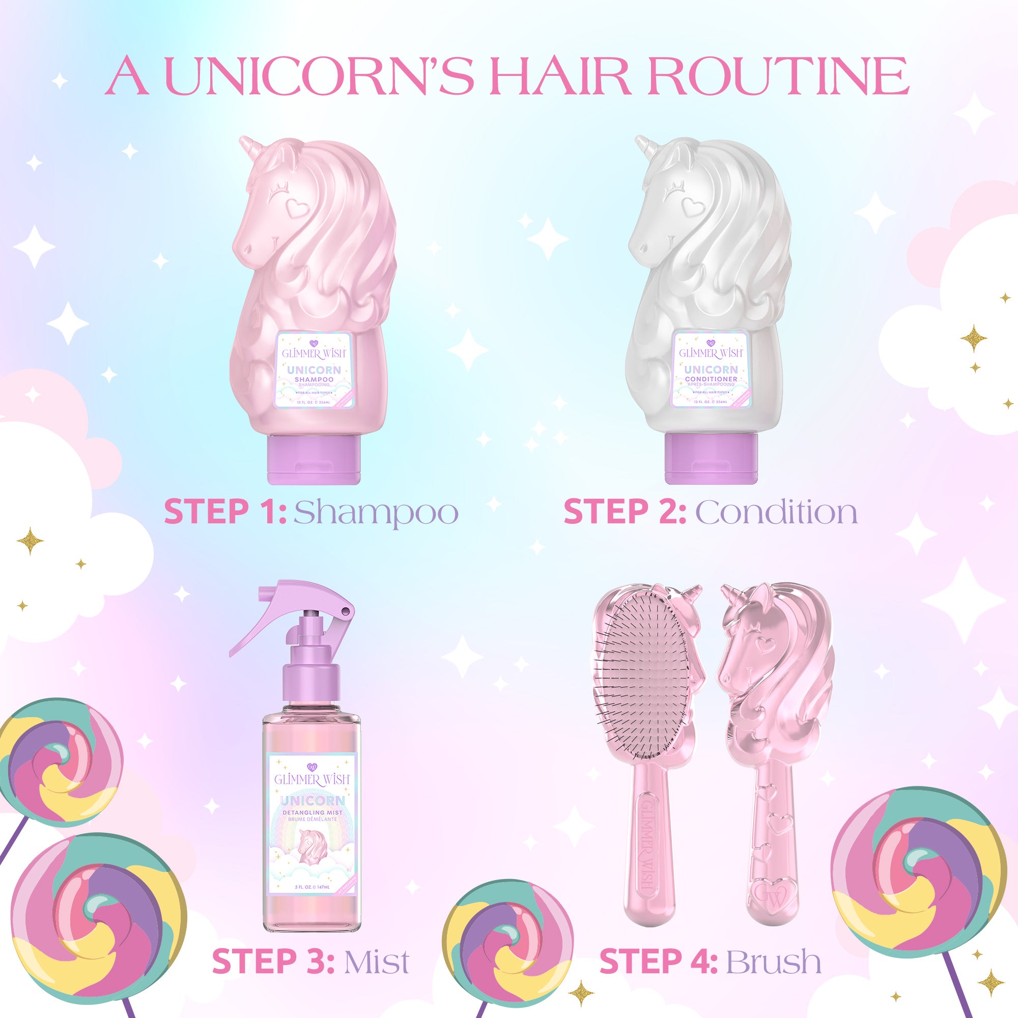 Unicorn Detangling Mist 5oz Paraben Free Glimmer Wish