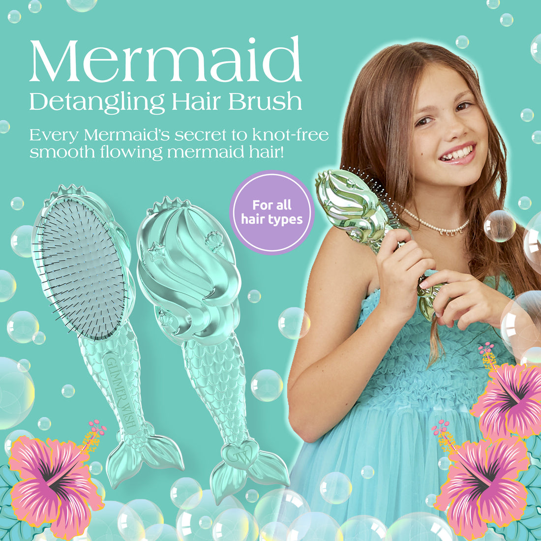 Mermaid Detangling Hair Brush Glimmer Wish