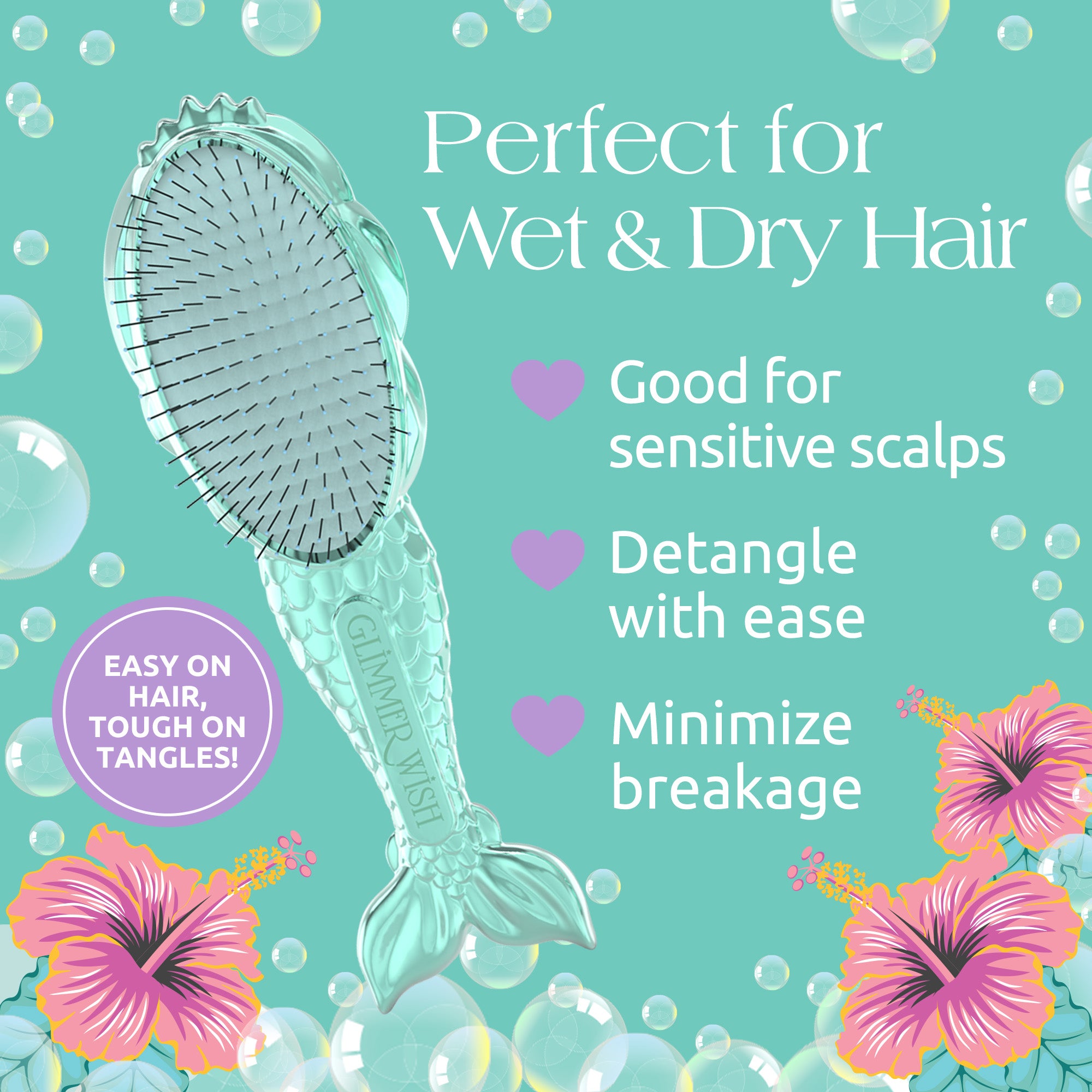 Mermaid Detangling Hair Brush Glimmer Wish